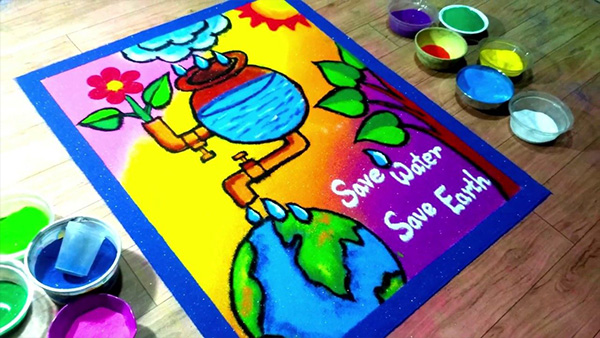 Save Earth Rangoli Design : इन रंगोली डिजाइन से दें पृथ्‍वी बचाओ का ...