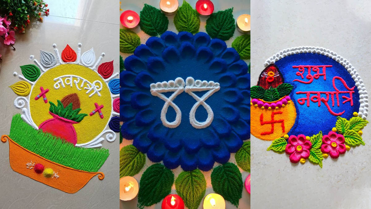 Navratri Rangoli Designs: इन सुंदर रंगोली डिजाइन्स से करें माता रानी का ...
