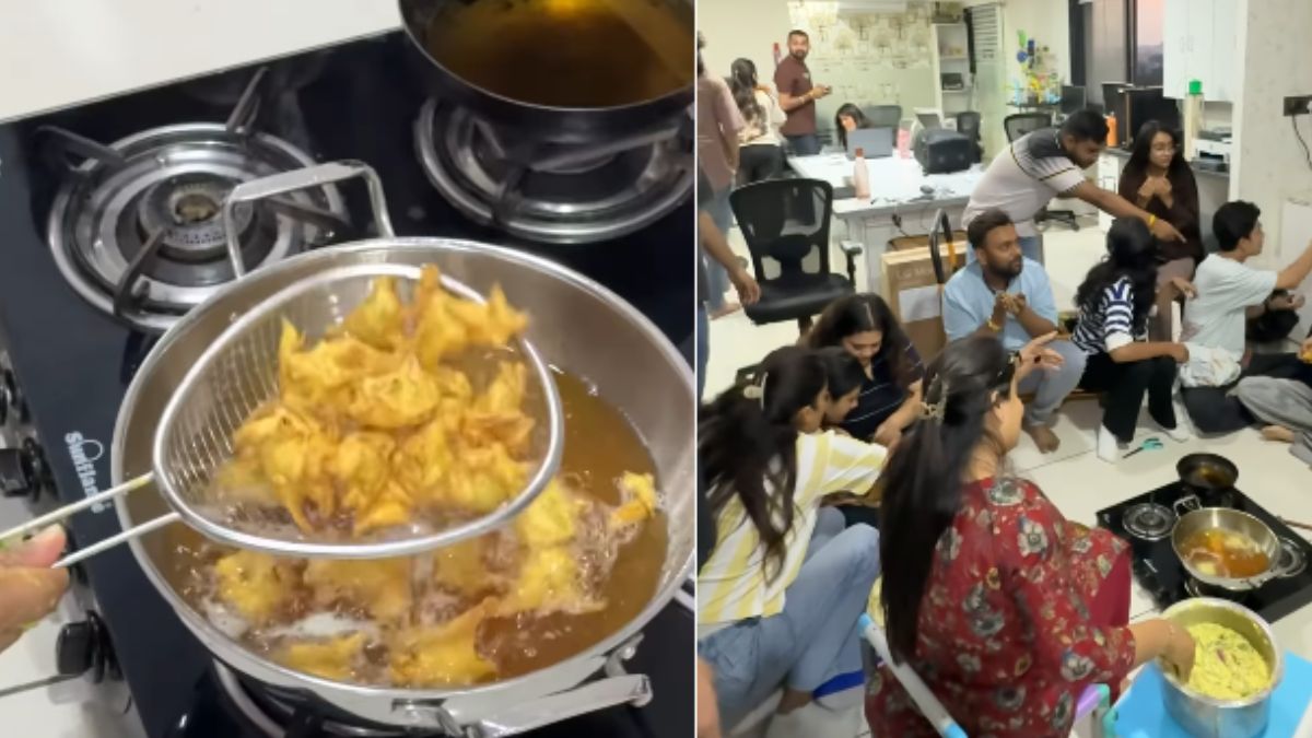 लैपटॉप बंद कर पकौड़े तलने लगा Employee; अनोखा वीडियो देख लोग बोले ...