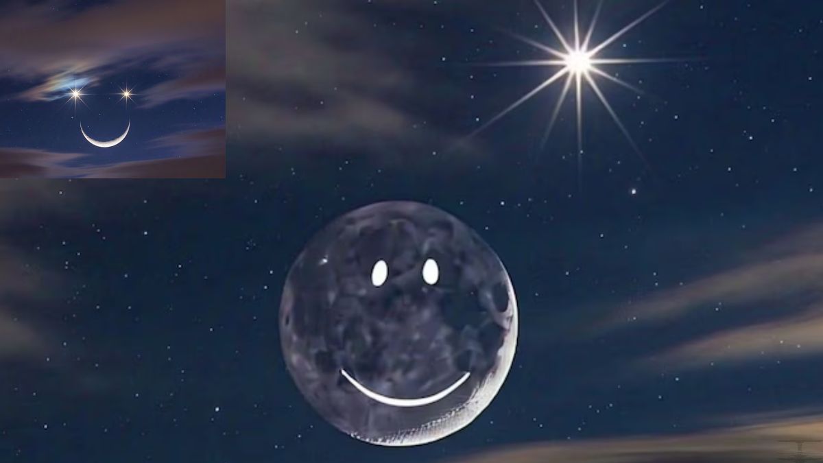 Smiley face in sky: ఆకాశంలో అద్భుతం..నవ్వుతున్న ముఖంలా త్రిగ్రహ కూటమి ...